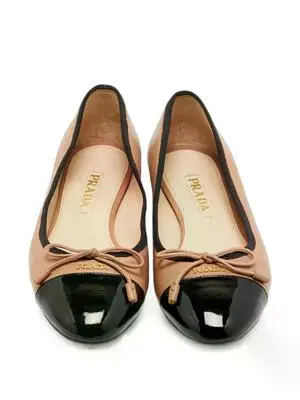 Prada Two-tone Bow-detail Ballet Flats