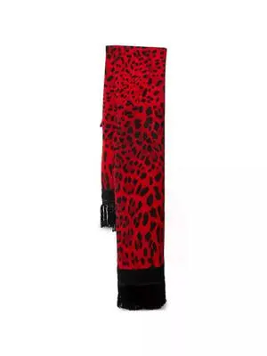 Dolce & Gabbana Leopard-print Fringed Scarf - Red