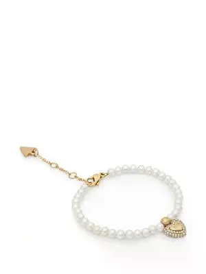 Guess Beloved Heart-charm Beaded Bracelet - White