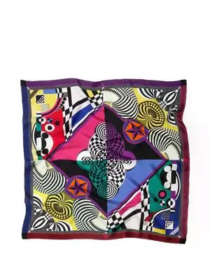 Versace Printed Silk Twill Scarf 90 Cm - Black