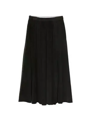 Aspesi Pleated Corduroy Midi Skirt - Black