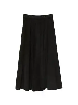 Aspesi Pleated Corduroy Midi Skirt - Black