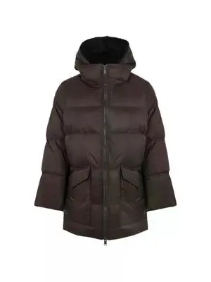 YVES SALOMON A-line Shearling-panel Down Coat