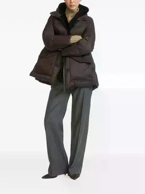 YVES SALOMON A-line Shearling-panel Down Coat