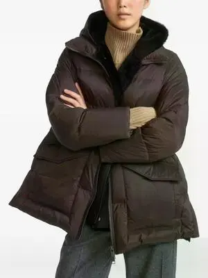 YVES SALOMON A-line Shearling-panel Down Coat