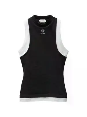 Versace Embroidered-logo Stretch Cotton-jersey Tank Top