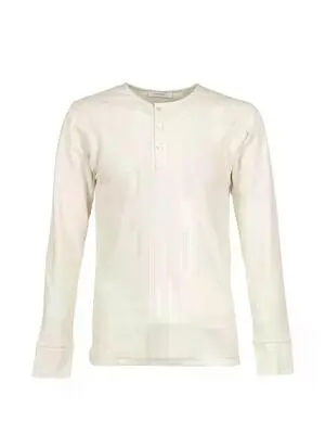 LEMAIRE Long-sleeve Henley T-shirt In Linen And Cotton-ribbed Jersey - Neutrals