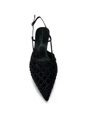 EMANUELLE VEE Woven Slingback Pumps