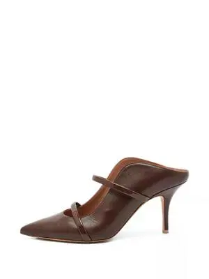 MALONE SOULIERS Leather Maureen Curved Heeled Mules - Brown