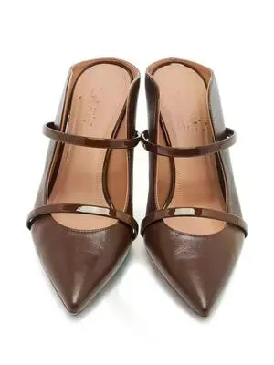 MALONE SOULIERS Leather Maureen Curved Heeled Mules - Brown