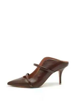 MALONE SOULIERS Leather Maureen Curved Heeled Mules - Brown