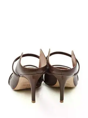 MALONE SOULIERS Leather Maureen Curved Heeled Mules - Brown