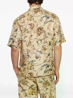 Kenzo Floral-print Silk Shirt - Neutrals