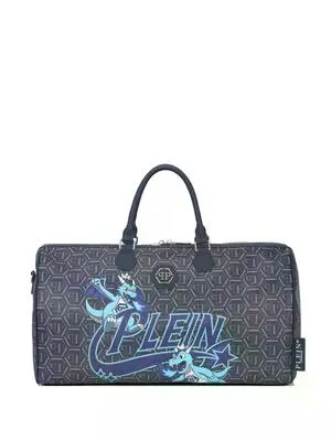 Philipp Plein Travel Bag Space Dragons Monogram - Blue
