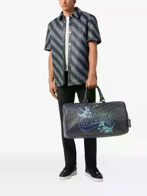 Philipp Plein Monogram Space Dragons Travel Bag - Blue