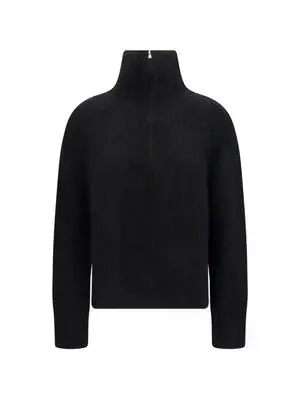ALLUDE Ribbed-knit Half-zip Sweater