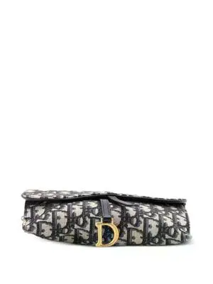 Dior Oblique Canvas Saddle Chain Wallet Crossbody Bag - Blue