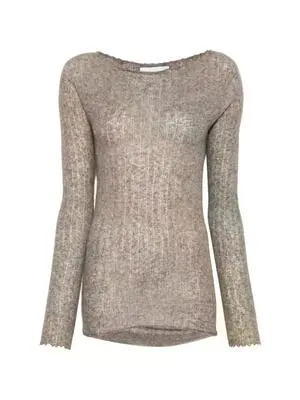 VANISE Ribbed-knit Boat-neck Top