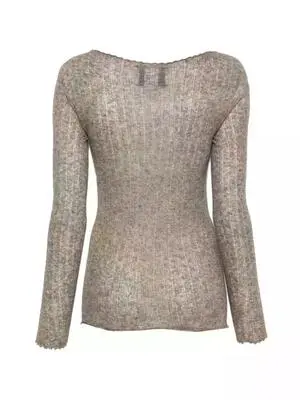 VANISE Ribbed-knit Boat-neck Top