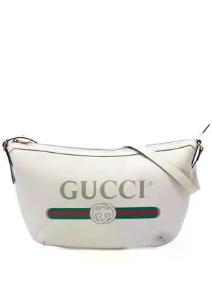 Gucci Grained Calfskin Logo Half Moon Cross Body Bag
