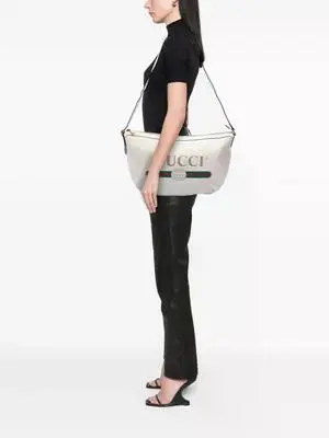 Gucci Grained Calfskin Logo Half Moon Cross Body Bag