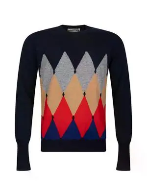 BALLANTYNE Argyle Cashmere Sweater - Blue