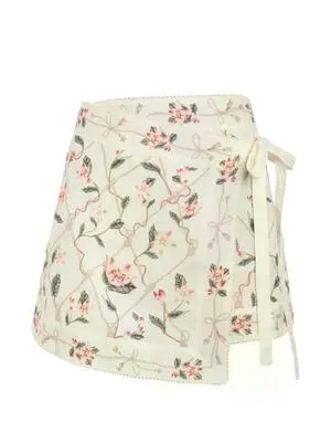 Agua Bendita Luna Floral-print Mini Wrap Skirt