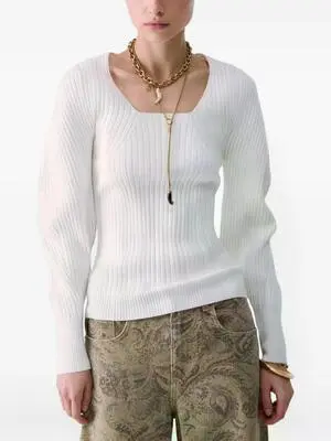 Liu Jo Balloon-sleeve Ribbed Sweater - White