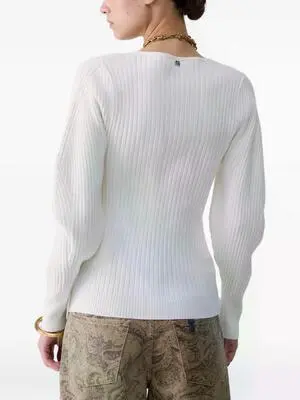 Liu Jo Balloon-sleeve Ribbed Sweater - White