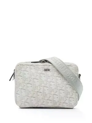DIOR 2019 Oblique Canvas Double Zip Crossbody Bag