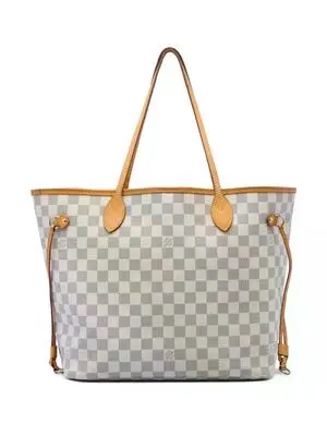 LOUIS VUITTON Damier Azur Neverfull Mm Tote Bag - White