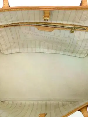 LOUIS VUITTON Damier Azur Neverfull Mm Tote Bag - White