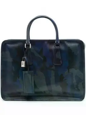 Prada Saffiano Camouflage Print Briefcase Business Bag