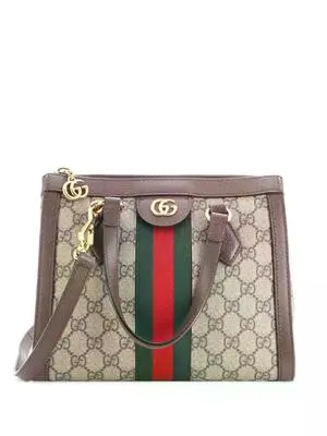 Gucci Ophidia Top Handle Gg Coated Canvas Small Tote Bag - Brown