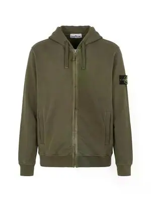 Stone Island Logo-patch Zip-up Hoodie - Green