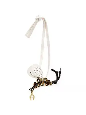 AIGNER Leather Bag Charm - White