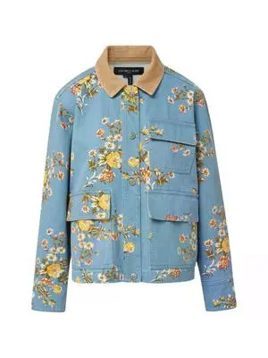 Veronica Beard Leighton Floral-print Corduroy-collar Jacket
