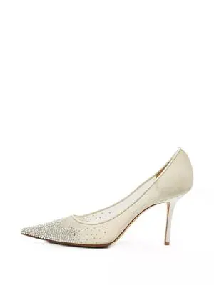 JIMMY CHOO Embellished Mesh Love Heeled Pumps