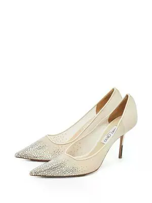 JIMMY CHOO Embellished Mesh Love Heeled Pumps