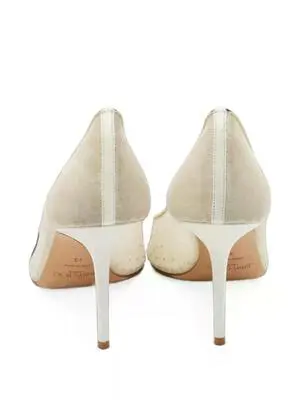 JIMMY CHOO Embellished Mesh Love Heeled Pumps