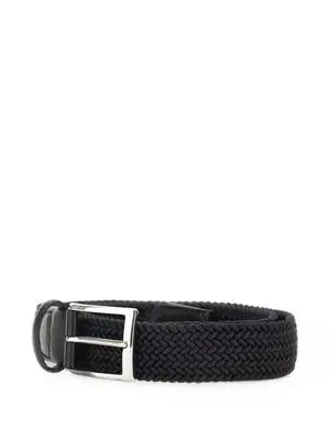 ATHISON Braided Leather-trim Belt - Black