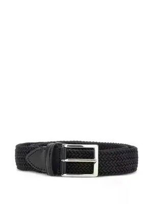 ATHISON Braided Leather-trim Belt - Black