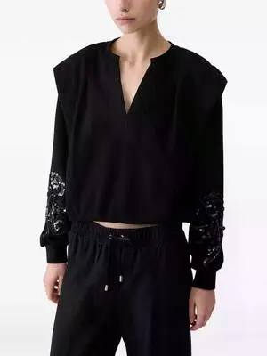 Liu Jo Sweatshirt With Jewel Embroidery - Black