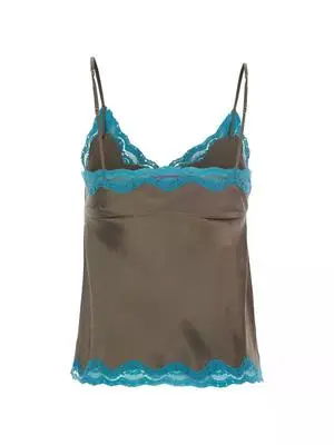 Gold Hawk Silk Lace-trim Camisole Top