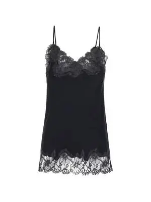 Gold Hawk Marilyn Lace-trim Silk Top - Black