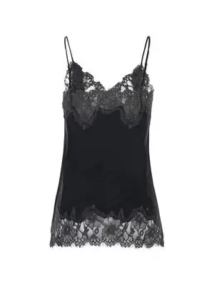 Gold Hawk Marilyn Lace-trim Silk Top - Black