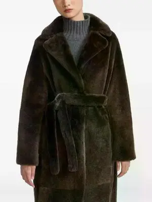 YVES SALOMON Reversible Belted Shearling Coat