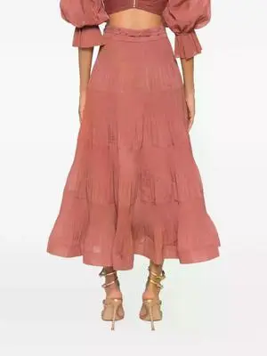 Zimmermann Pleated Tiered Midi Skirt