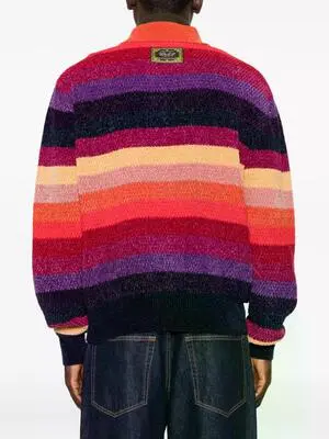 Drole De Monsieur Chenille Striped Sweater - Purple