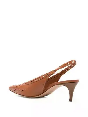 GIANVITO ROSSI Perforated Leather Slingback Pumps - Brown